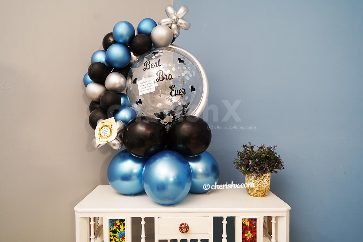 A Blue & Black "Best Bro Ever" Balloon Bouquet for sending loving ...