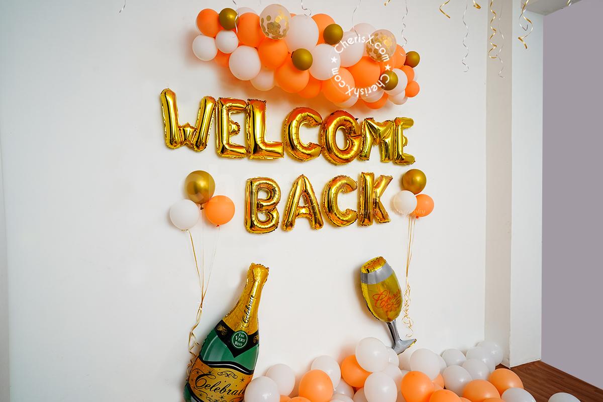 White and Peach Theme Welcome Back Decor for your Special Occasions in ...