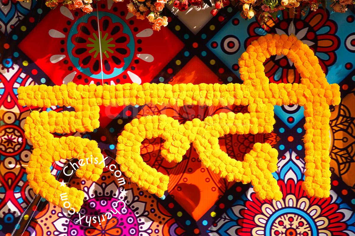 Mandala and Flower Haldi setup is the perfect way for your guests to ...