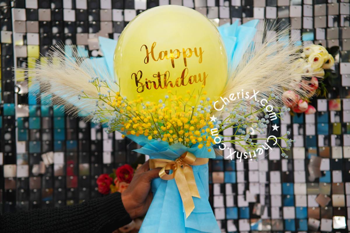 The Yellow and Blue Pastel Balloon Bouquet is sure to add the extra joy ...