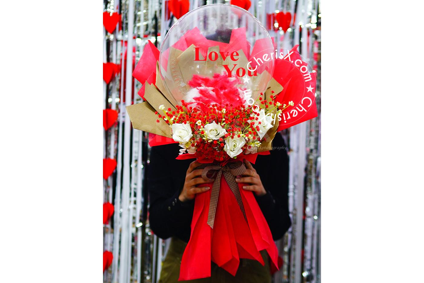 This stunning Love You Red Flower Balloon Bouquet will surely make a ...