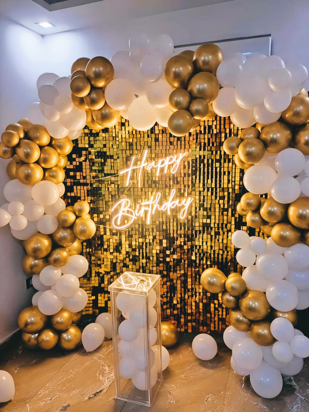 Our Golden Sequin Birthday Décor Transforms Your Event Into A Sparkling