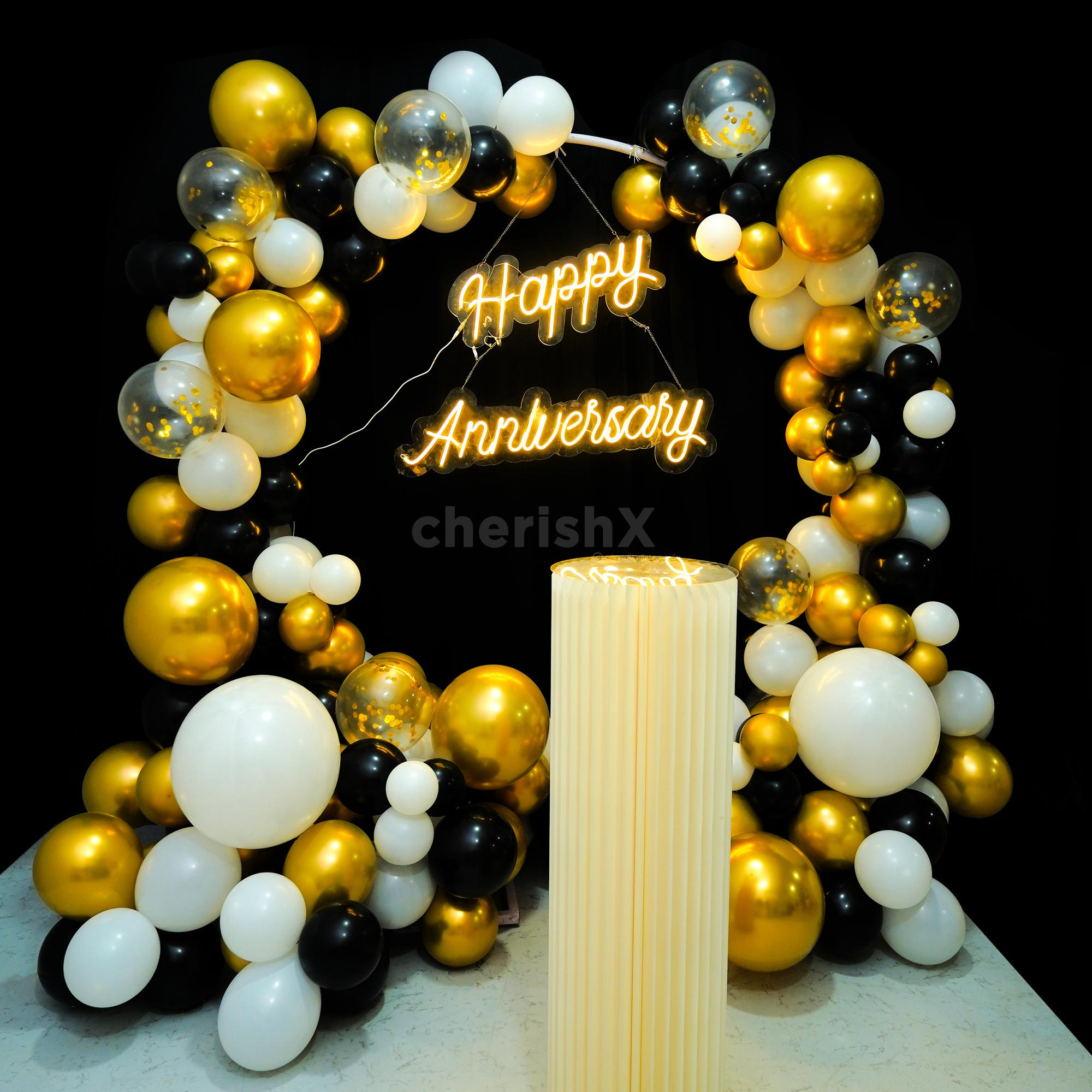 Elevate Your Anniversary Affair with our Golden Splendor Decorations ...