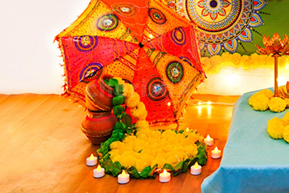 Graceful Mandala Floral Janmashtami Backdrop Decorations. | Delhi NCR