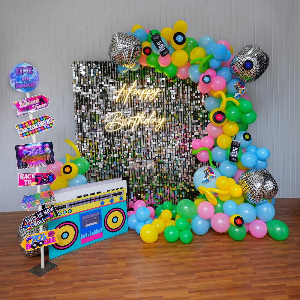Retro Radiance & Sequin Magic Decoration for a Perfect Birthday Party ...