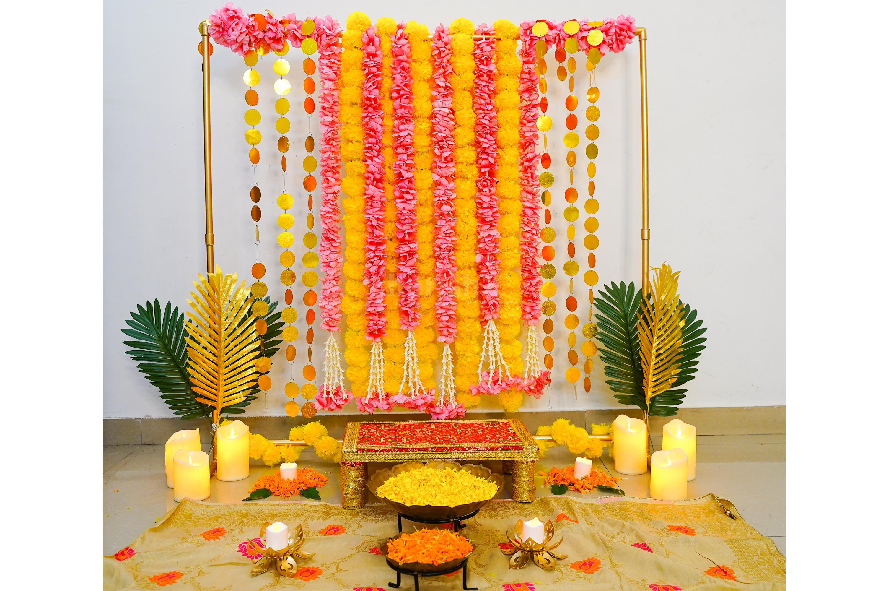 This Regal DIY Garland Diwali Puja Backdrop Is Your Festive Must-Have ...